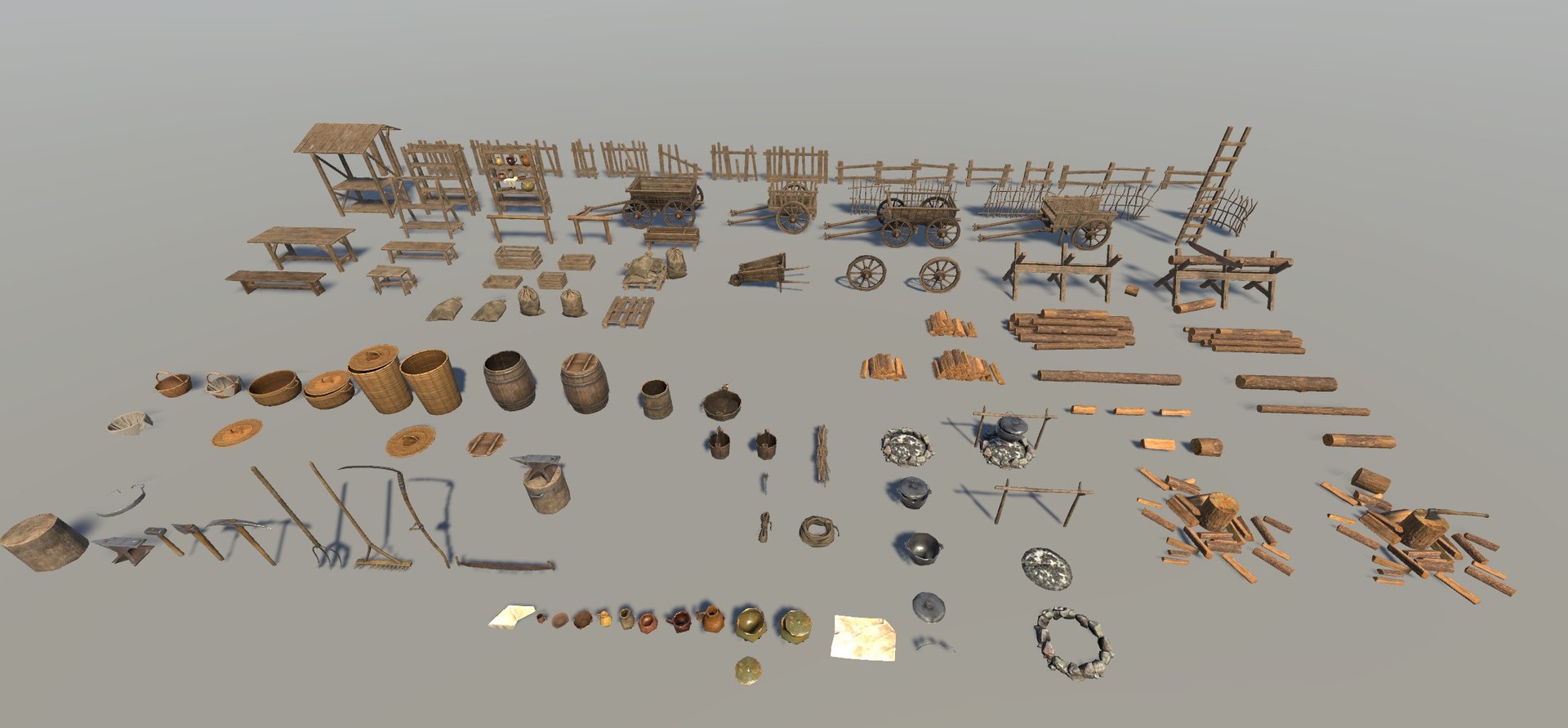 3D Medieval Farm Props Collections Model - TurboSquid 2383732