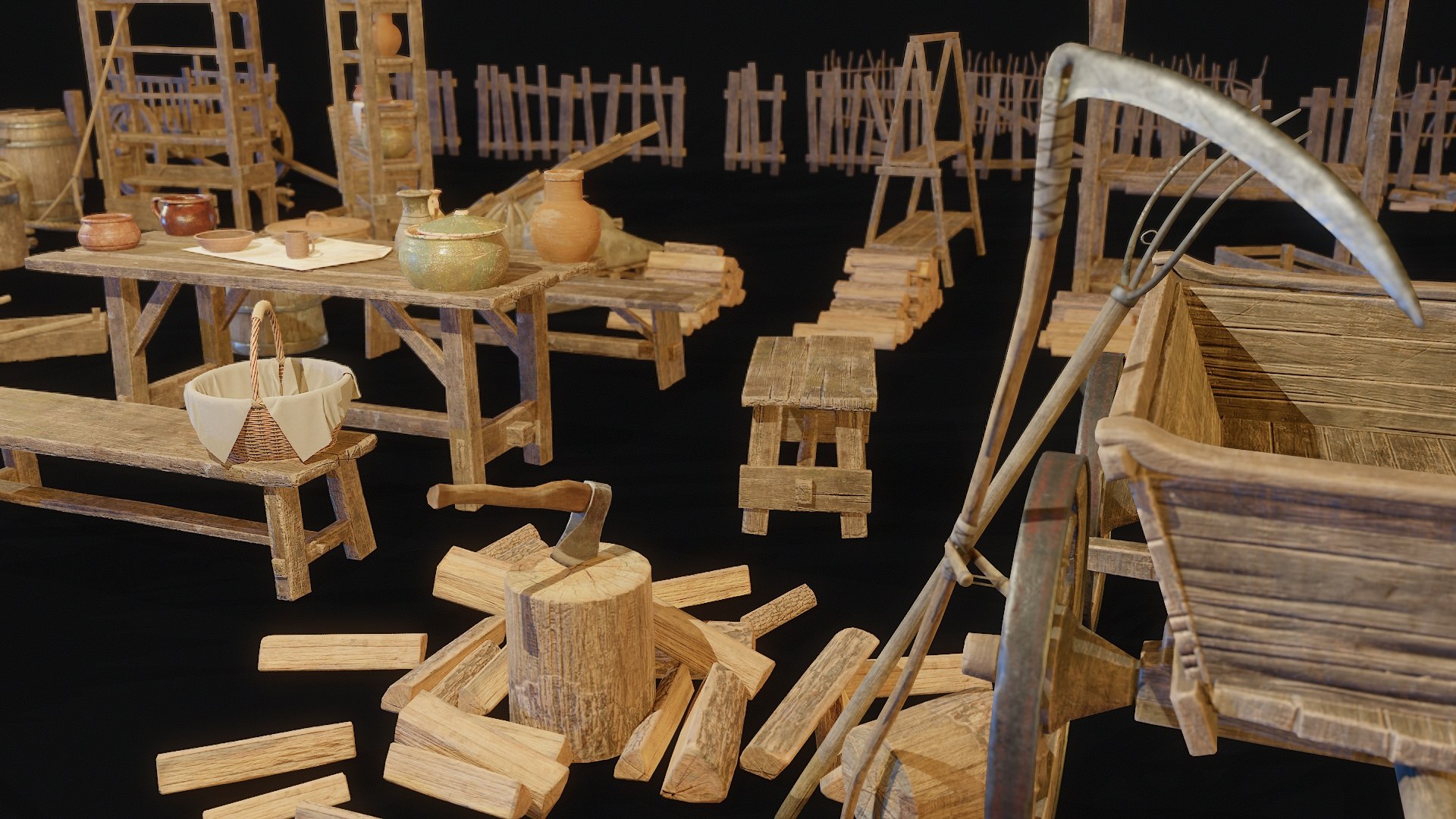 3D Medieval Farm Props Collections Model - TurboSquid 2383732