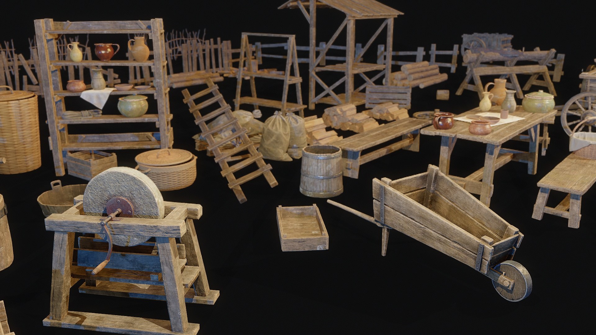 3D Medieval Farm Props Collections Model - TurboSquid 2383732