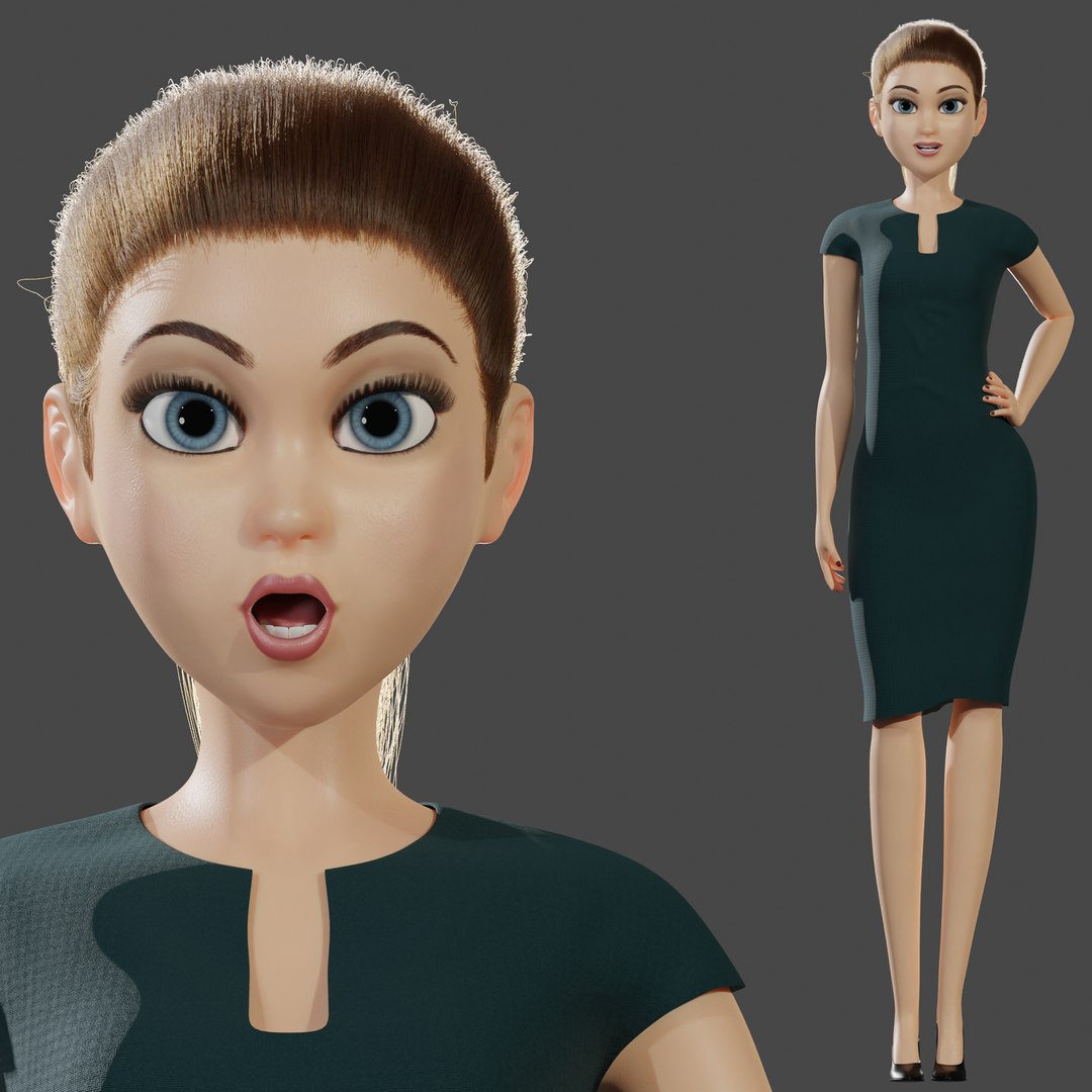 Rigged Cartoon White Woman Ivy 3D model - TurboSquid 2097582