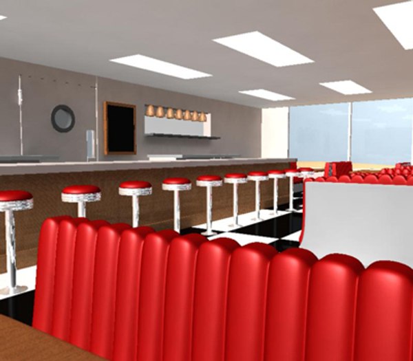 3d model american diner