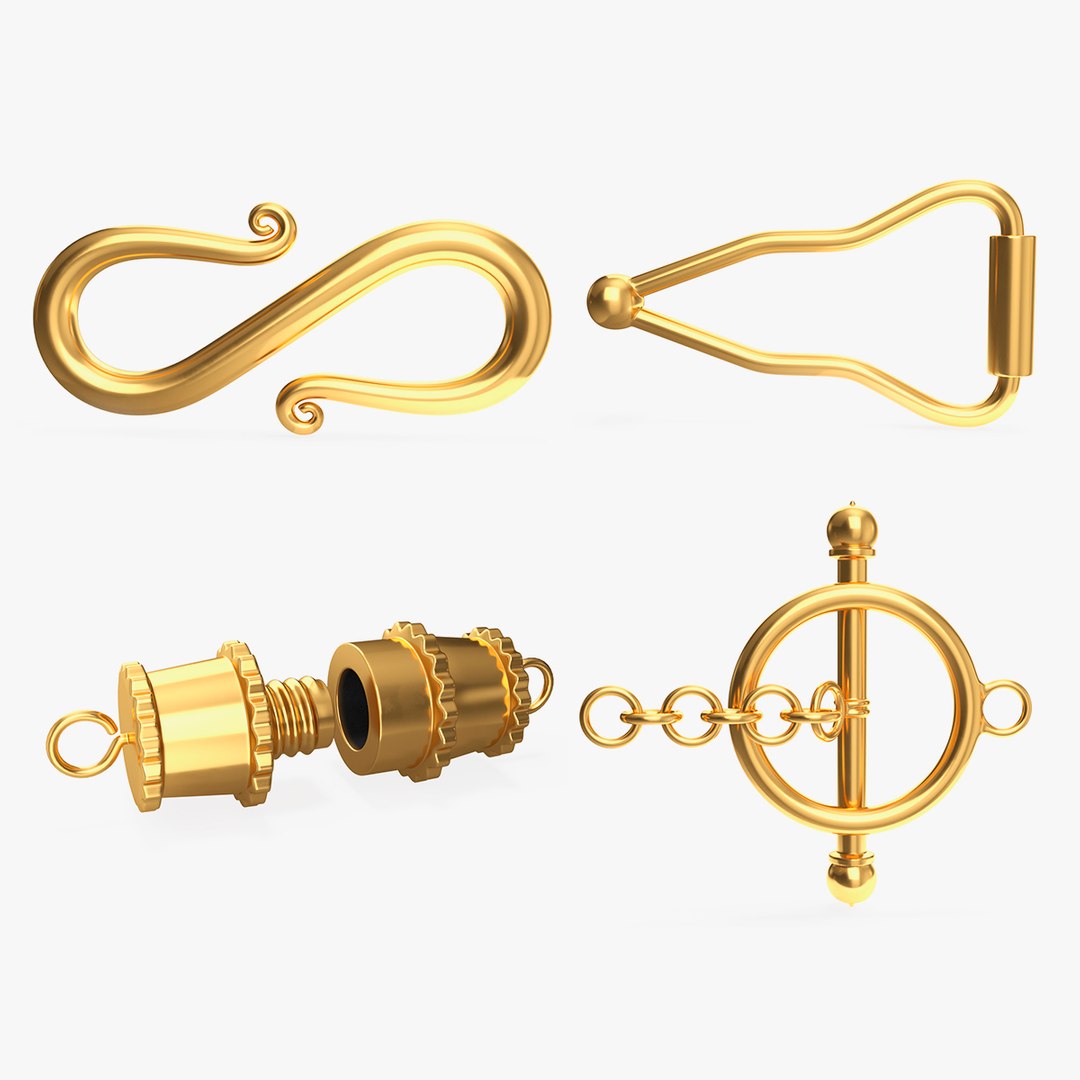 Golden Jewelry Clasps Collection 4 3D model - TurboSquid 2166474
