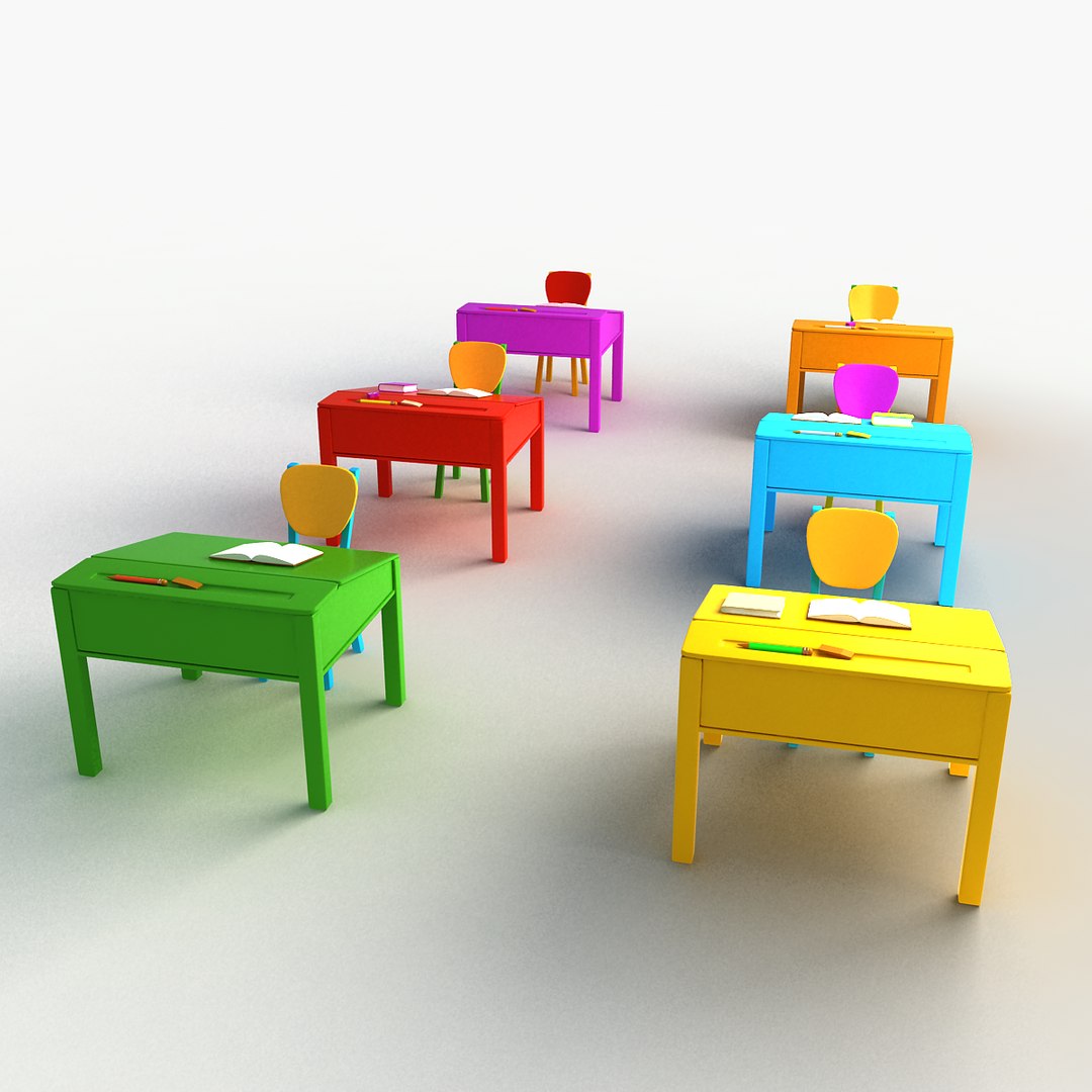 3d Model Cartoon Desks Chair