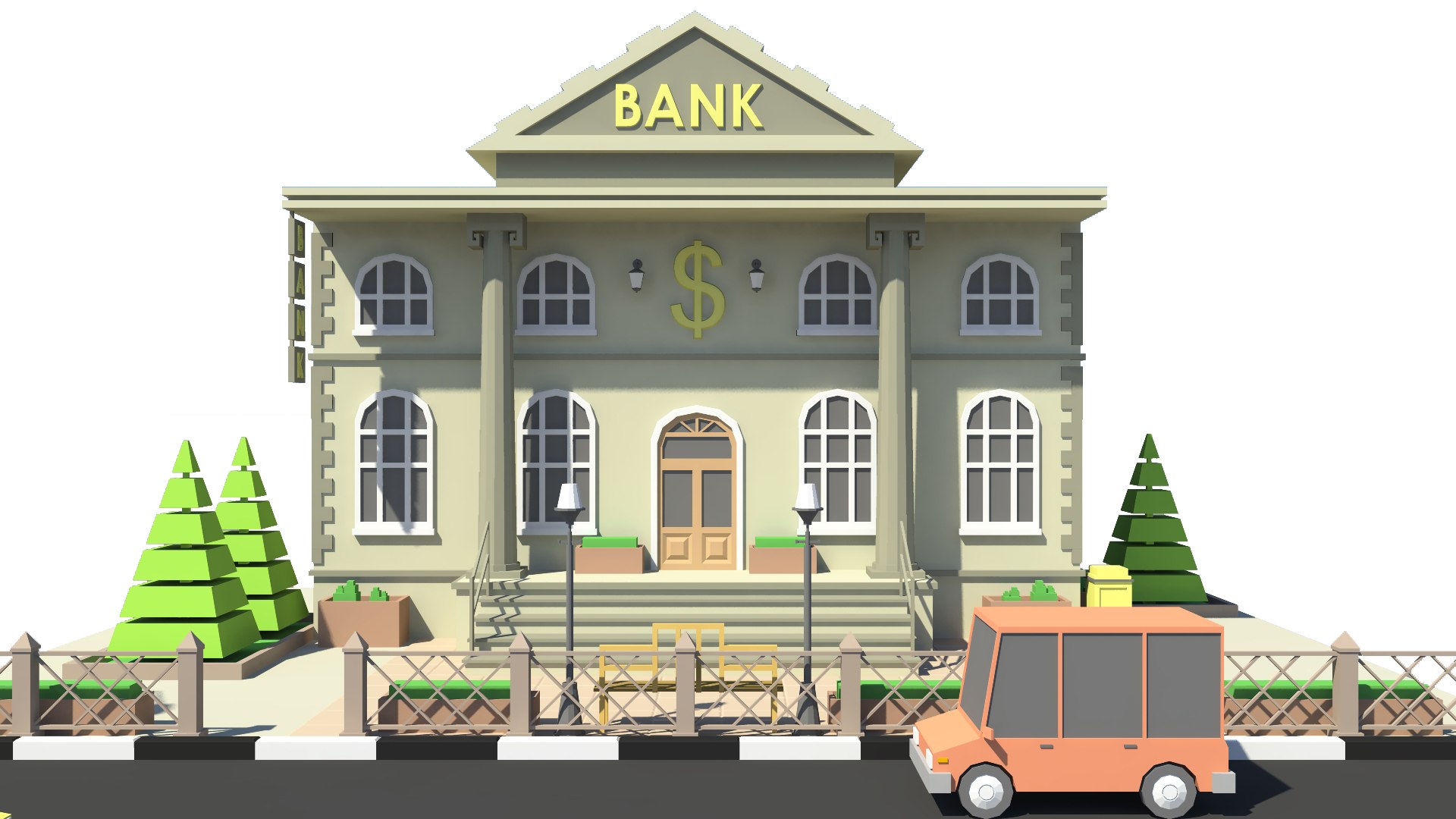 3D Building Bank - TurboSquid 1366312