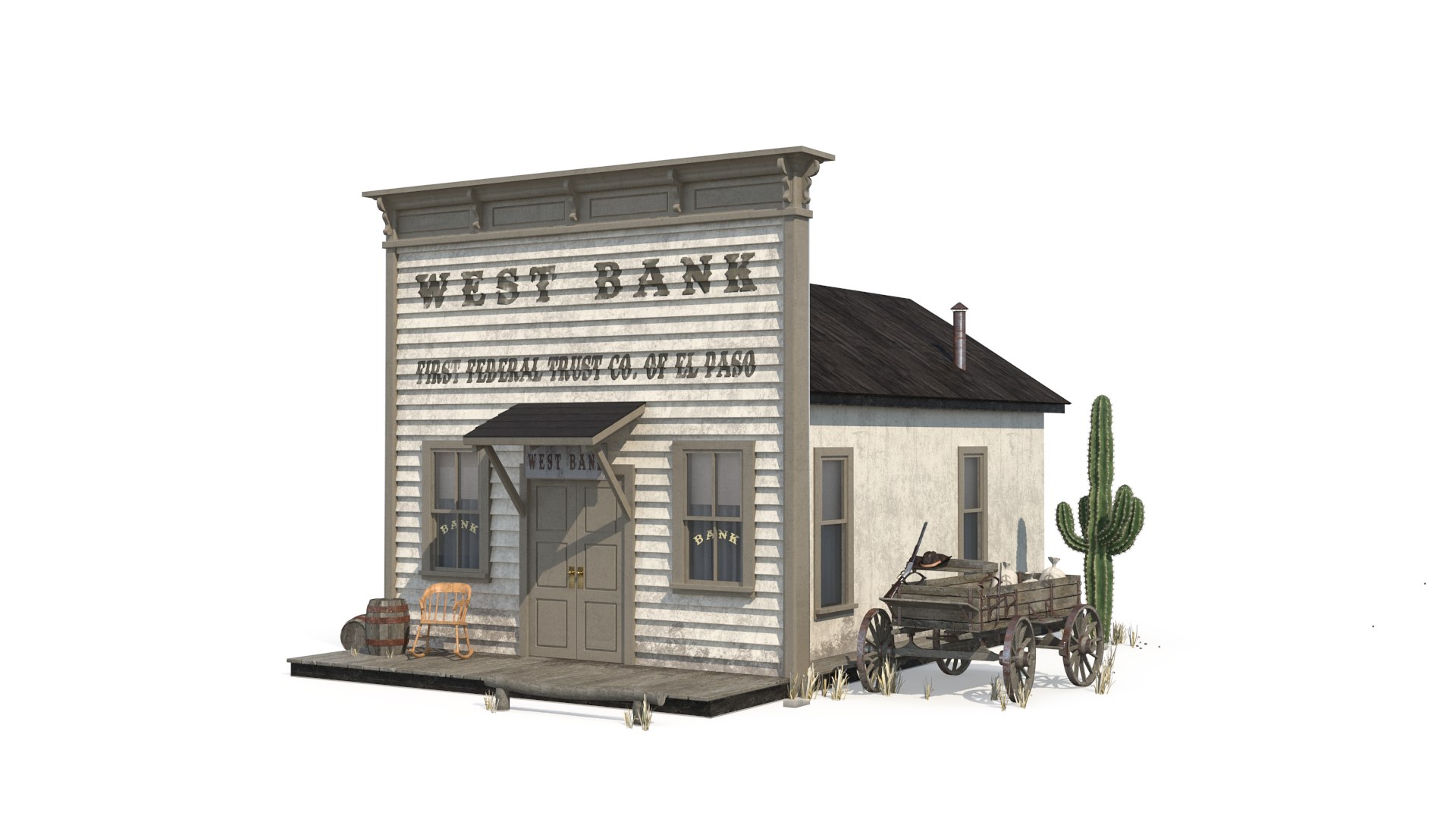 Wild West Bank 3D Model - TurboSquid 2102052