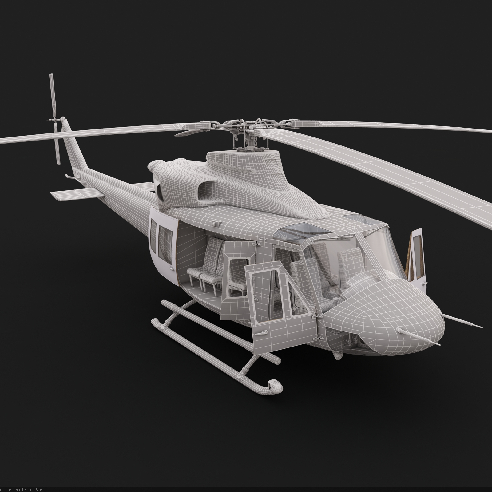 eurocopter bell 412 helicopter interior 3d model