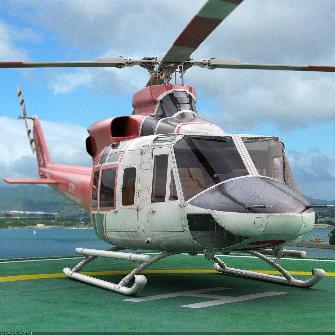 eurocopter bell 412 helicopter interior 3d model
