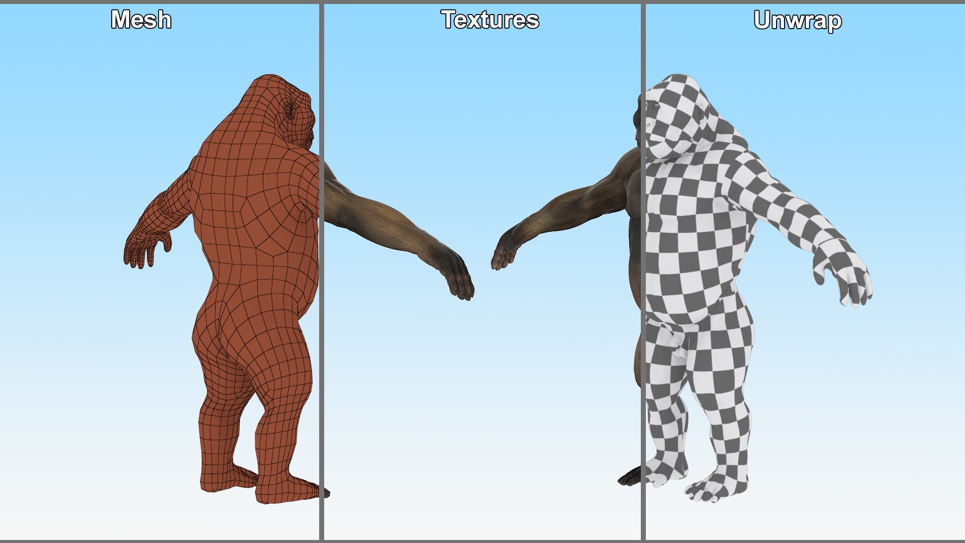3D Big Ape Gigantopithecus A-Pose Model - TurboSquid 2312004