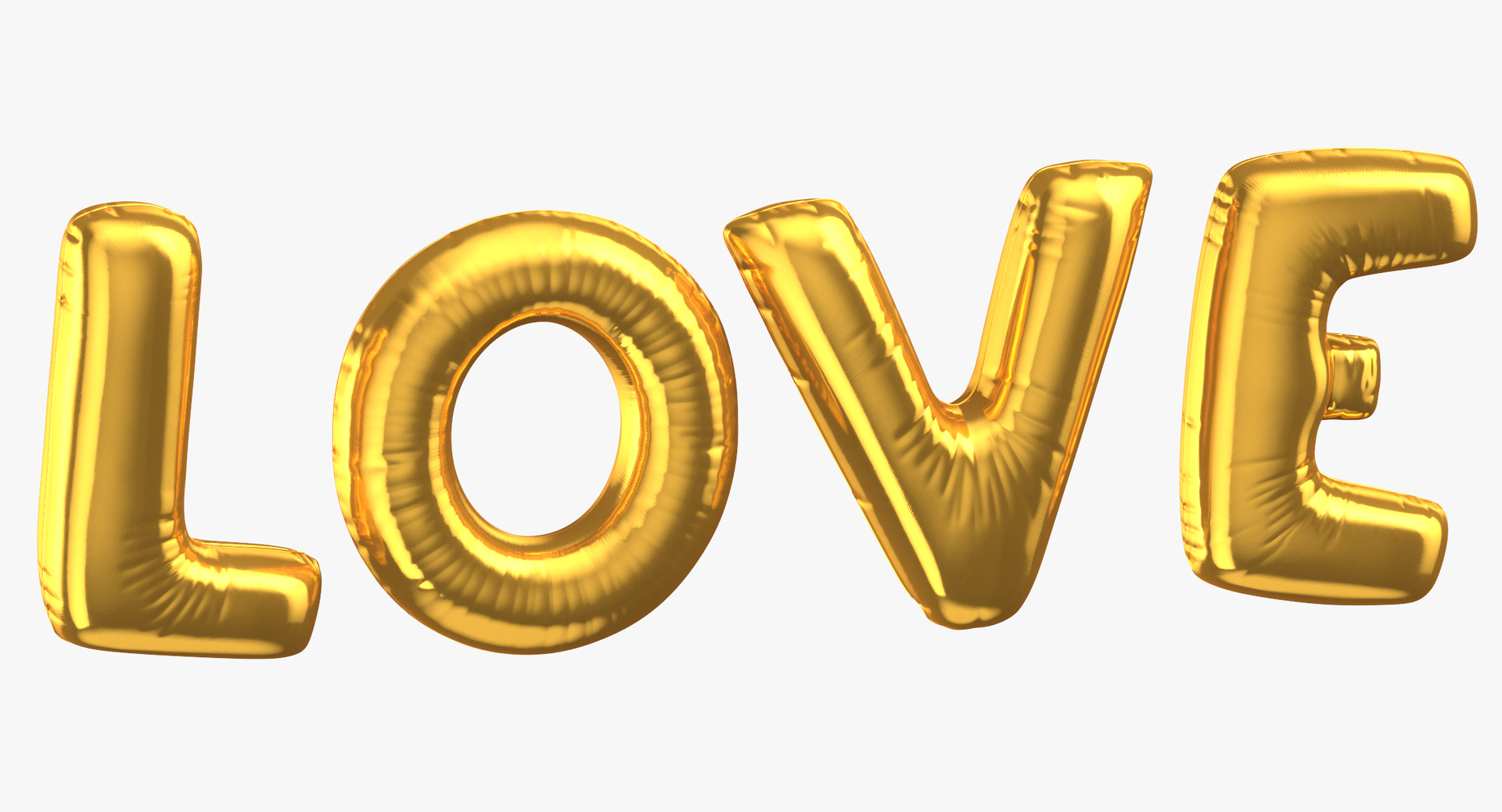 Modello 3D Palloncini Foil dorati Parole amore - TurboSquid 1392326