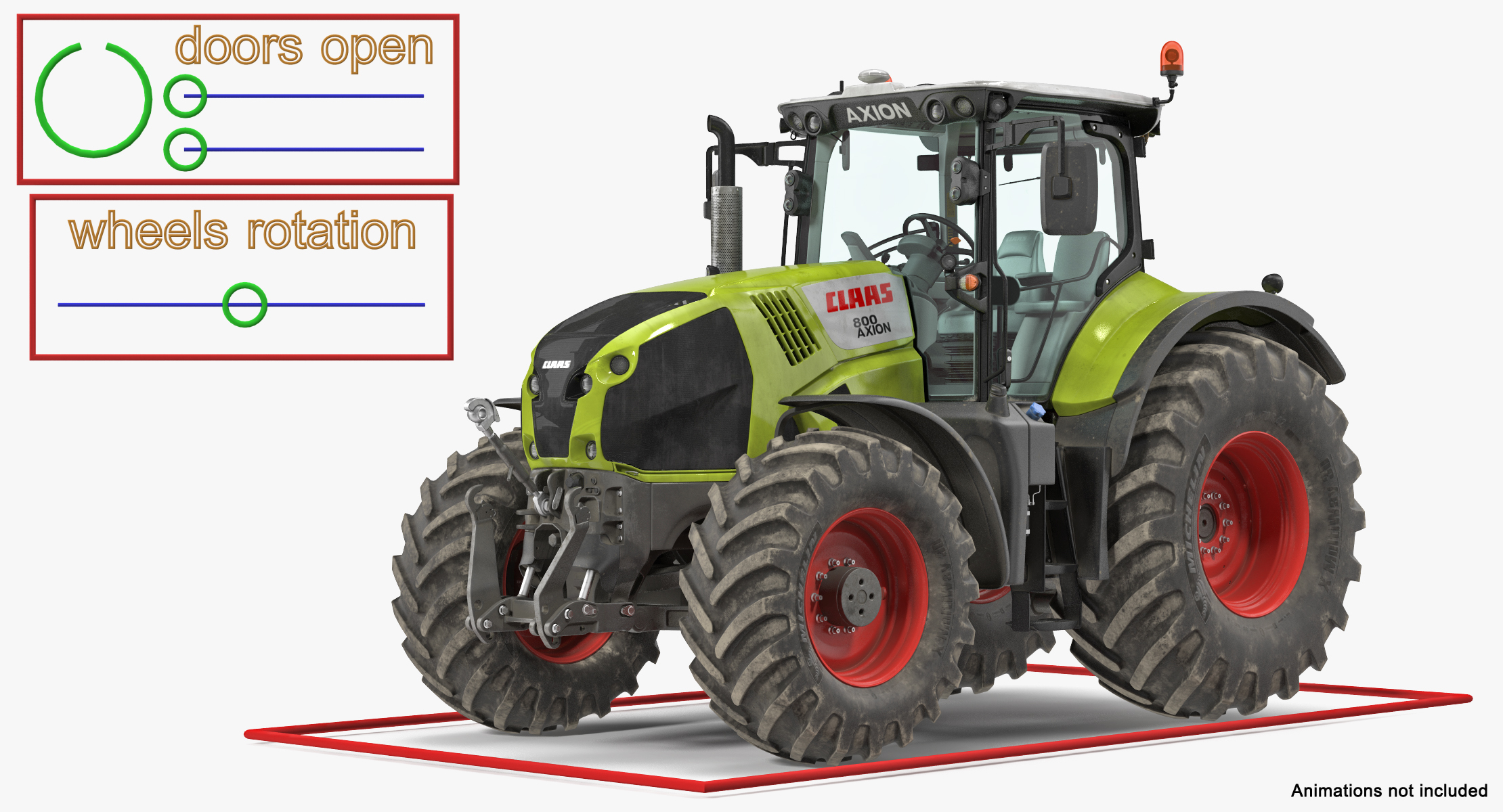 CLAAS AXION Traktor Detailliertes Interieur Dirty Rigged 3D-Modell ...