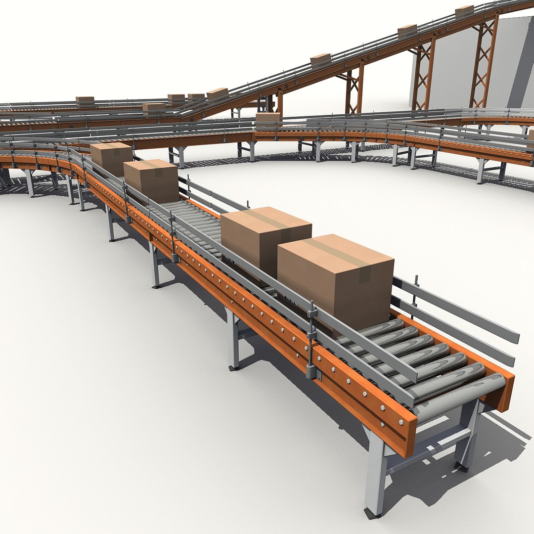 3d Warehouse Conveyor Belt Model