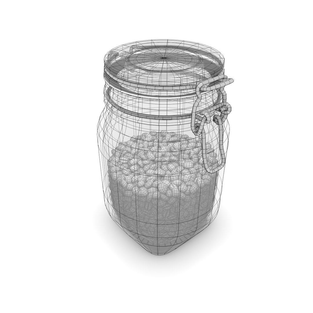 glass jar coffee bean 3d model