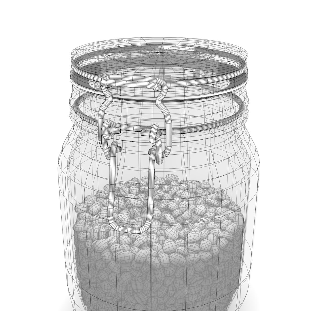 glass jar coffee bean 3d model