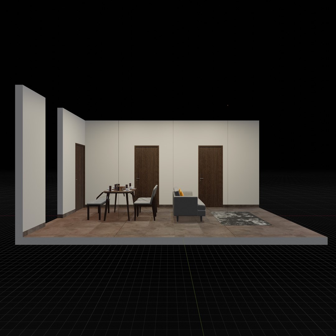 Isometric Open Space Interior Dining Living Room 3D Model - TurboSquid ...