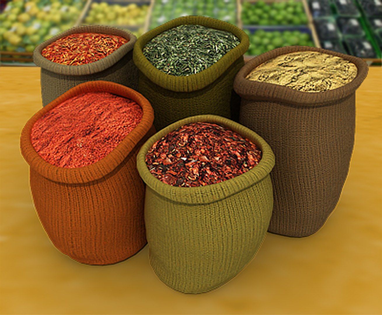 Bags Spices 3d Model