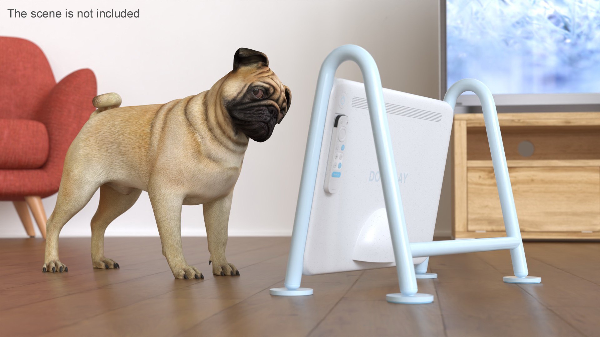 3D Model Pug Dog Watching Dogsplay TV Rigged For Maya - TurboSquid 2422422