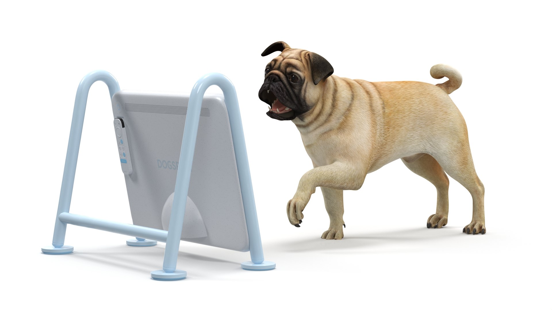 3D Model Pug Dog Watching Dogsplay TV Rigged For Maya - TurboSquid 2422422