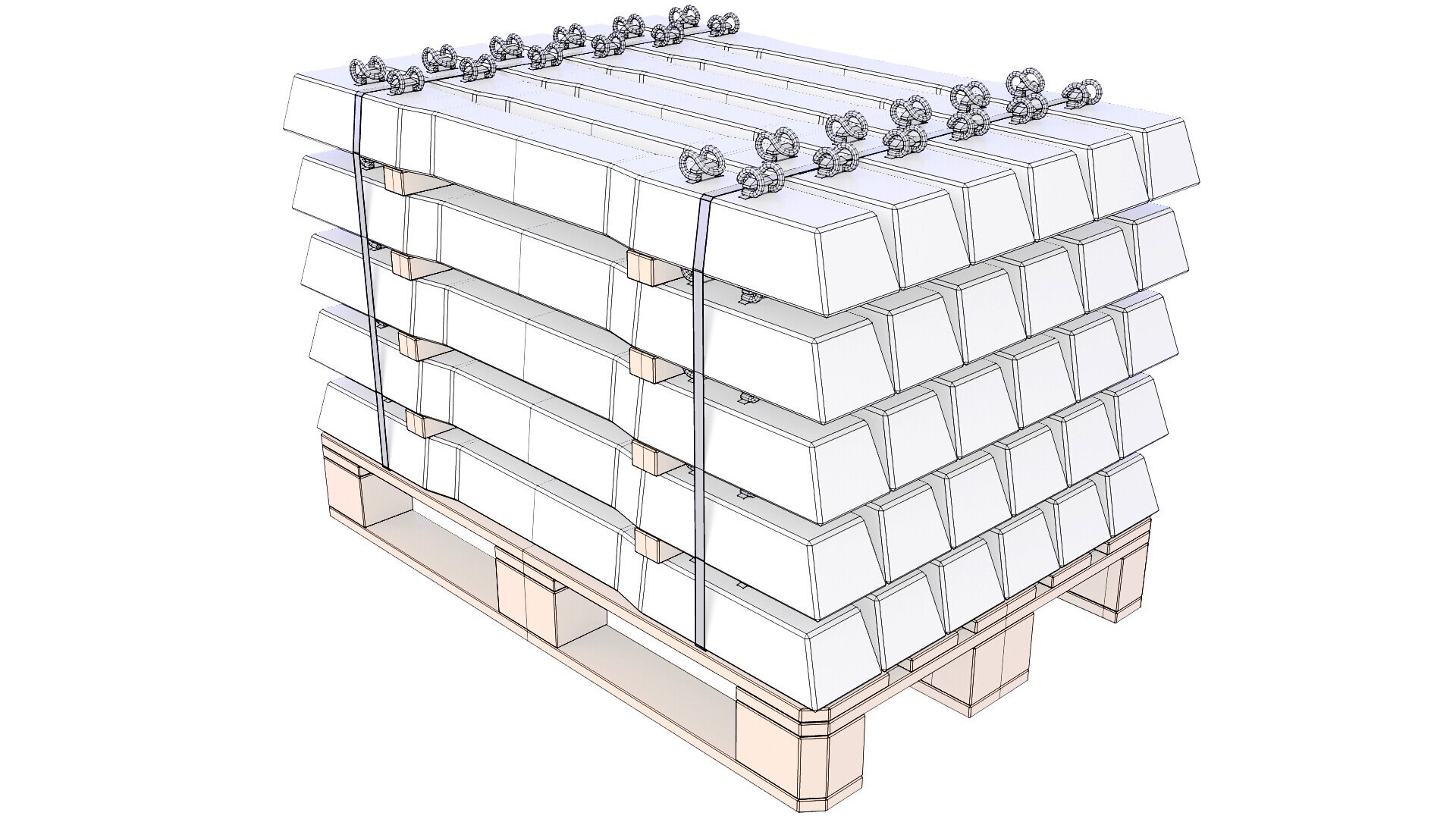 Tram Track Concrete Sleeper Pallet 21 3D Model - TurboSquid 2096406