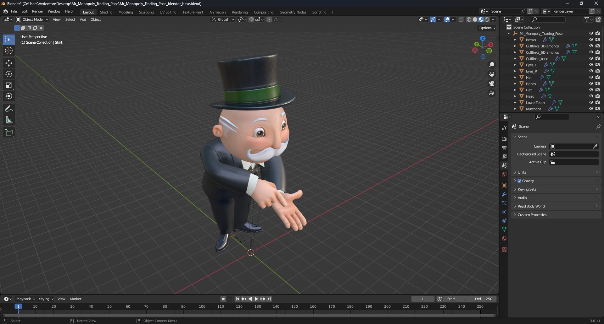 Mr Monopoly Trading Pose Model - TurboSquid 2276803