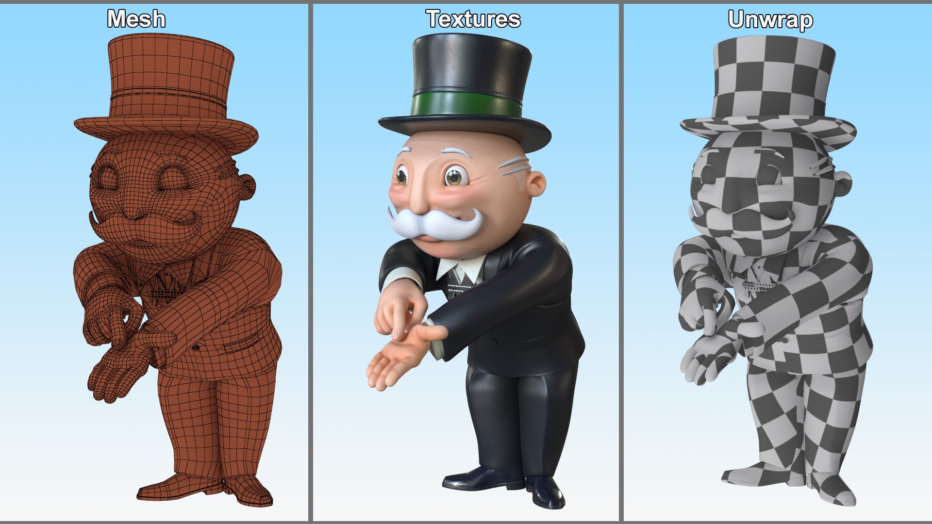 Mr Monopoly Trading Pose Model - TurboSquid 2276803