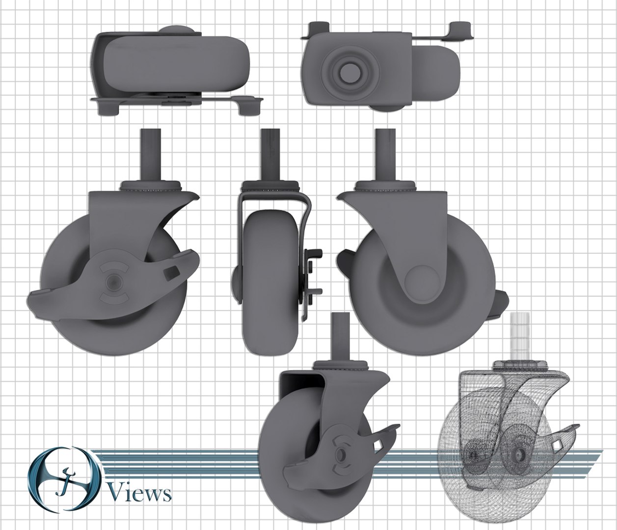 Caster Brake Wheel 3d Model