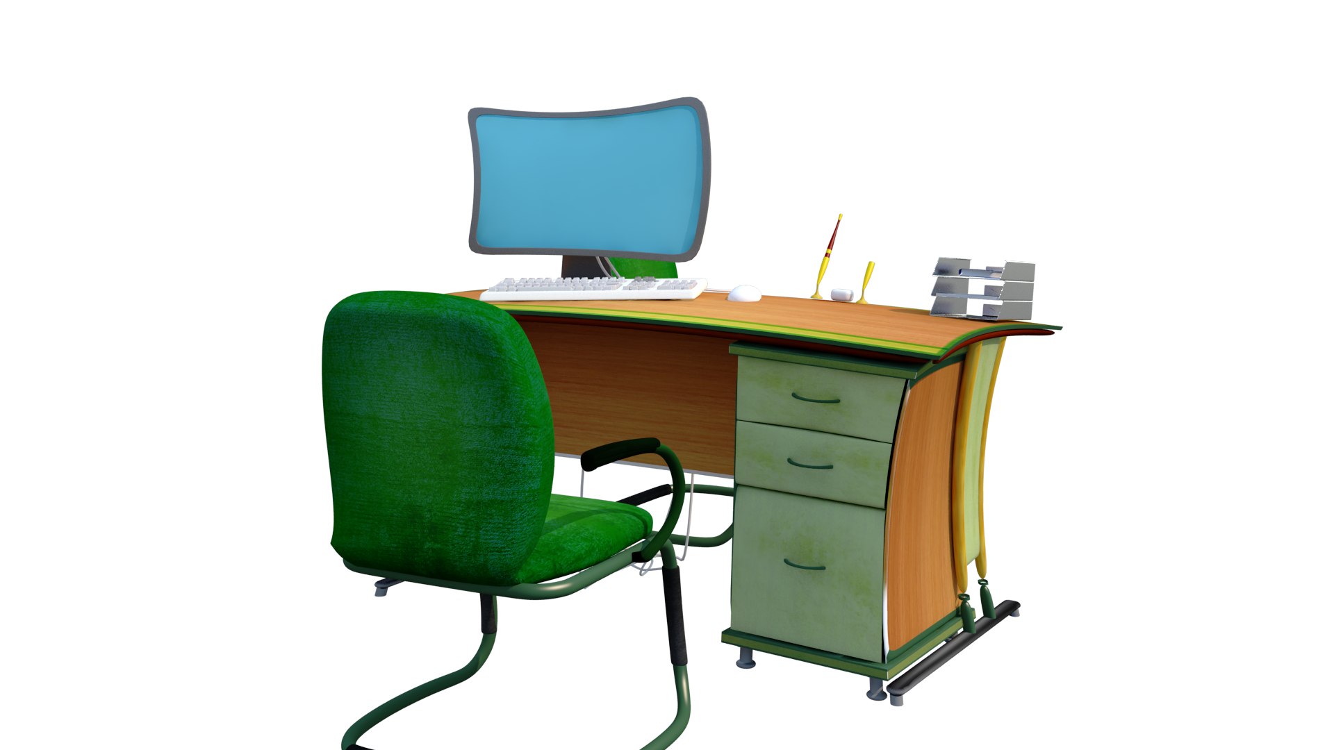 Computer table 3D model - TurboSquid 1368334