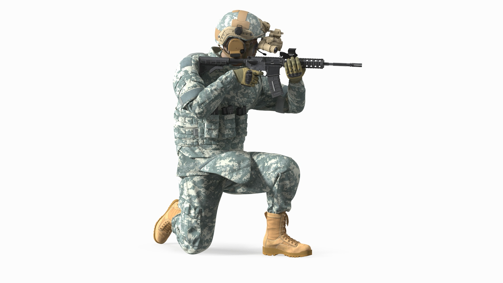 Soldier In Grey Camo With Night Vision Aiming 3D Model - TurboSquid 2273632