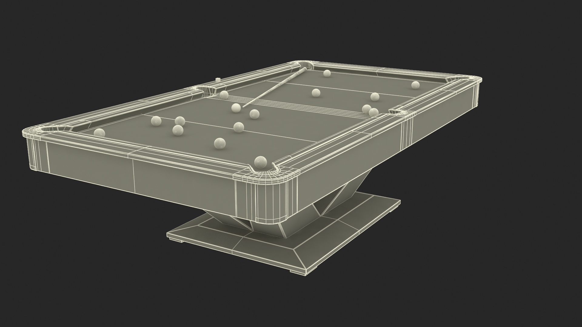 3D Professional American Pool Table Green With Balls And Cue Model ...