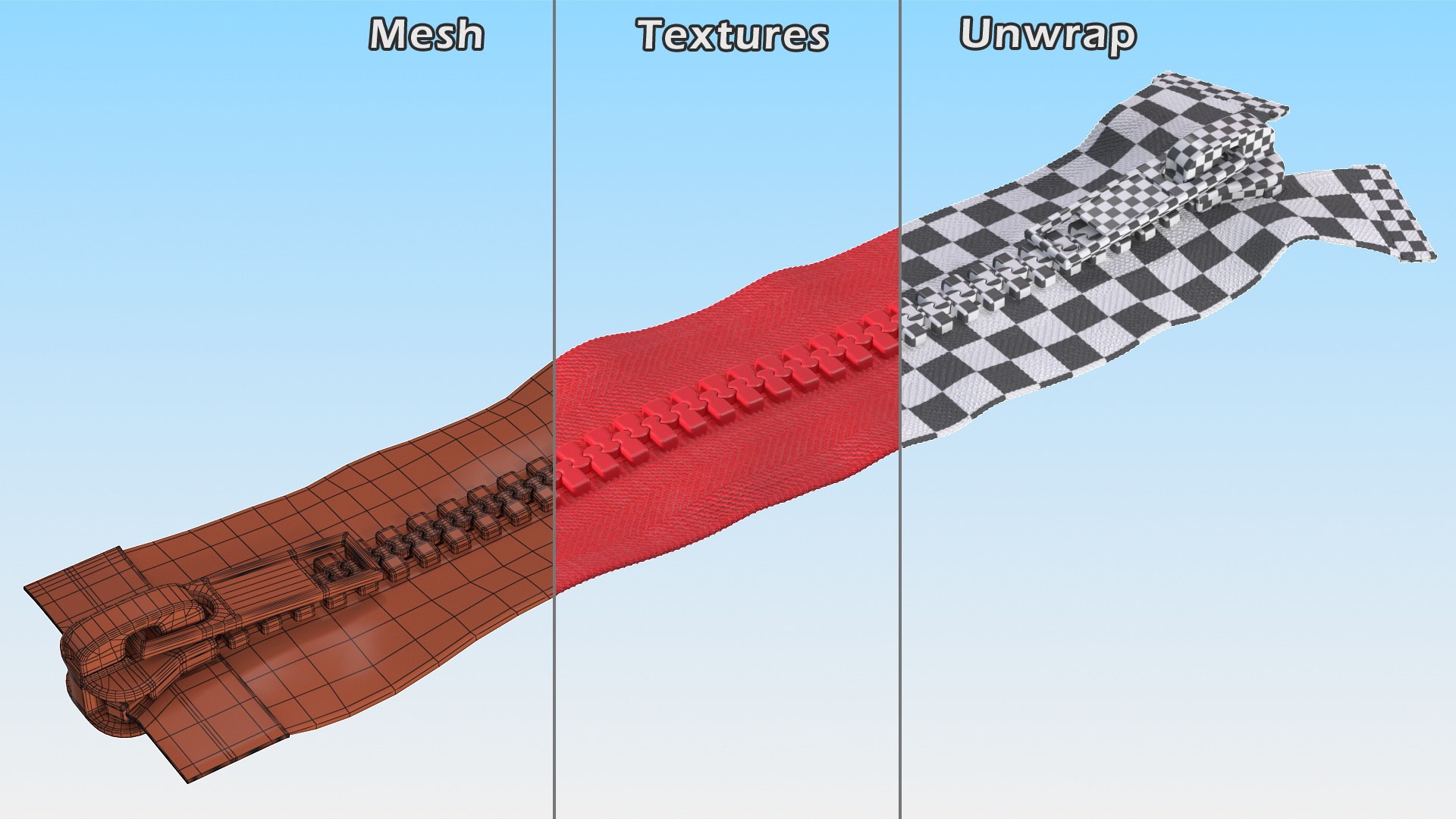 3D Two Way Zipper Closed Red - TurboSquid 1793875
