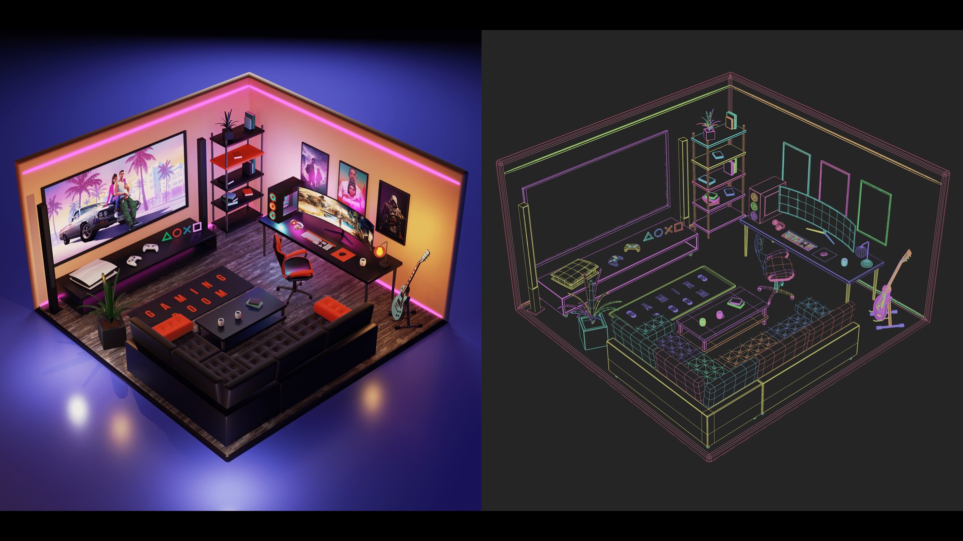 3D Gaming Room Model - TurboSquid 2175797
