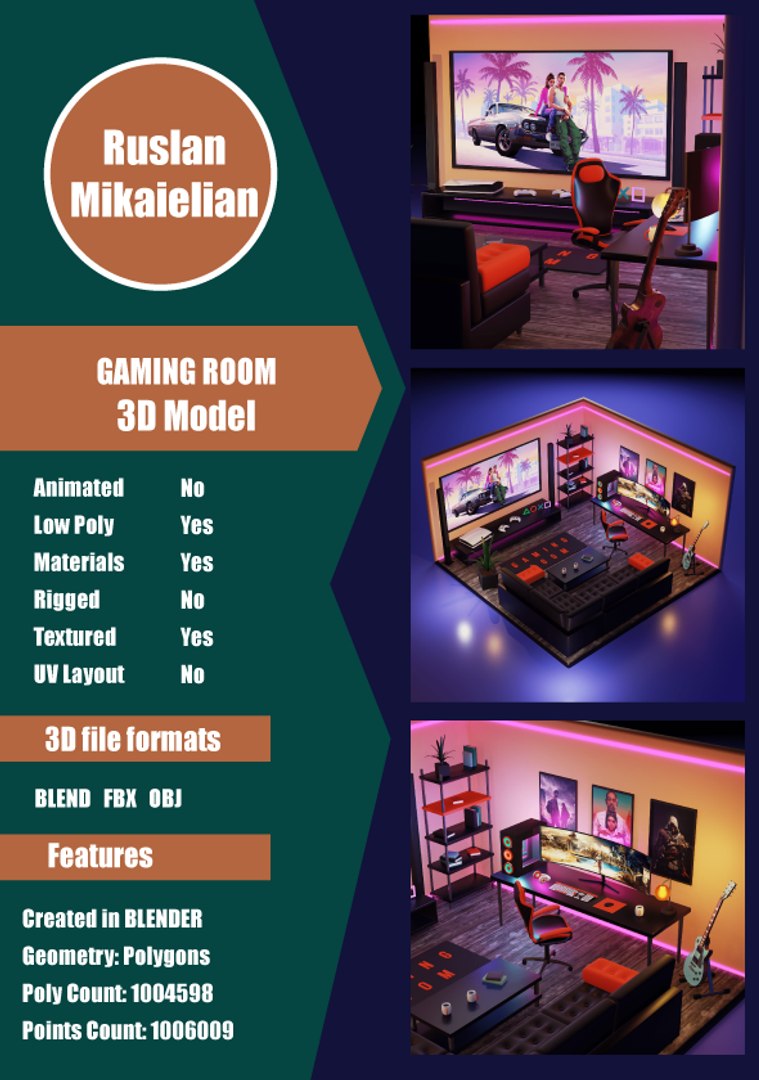 3D Gaming Room Model - TurboSquid 2175797