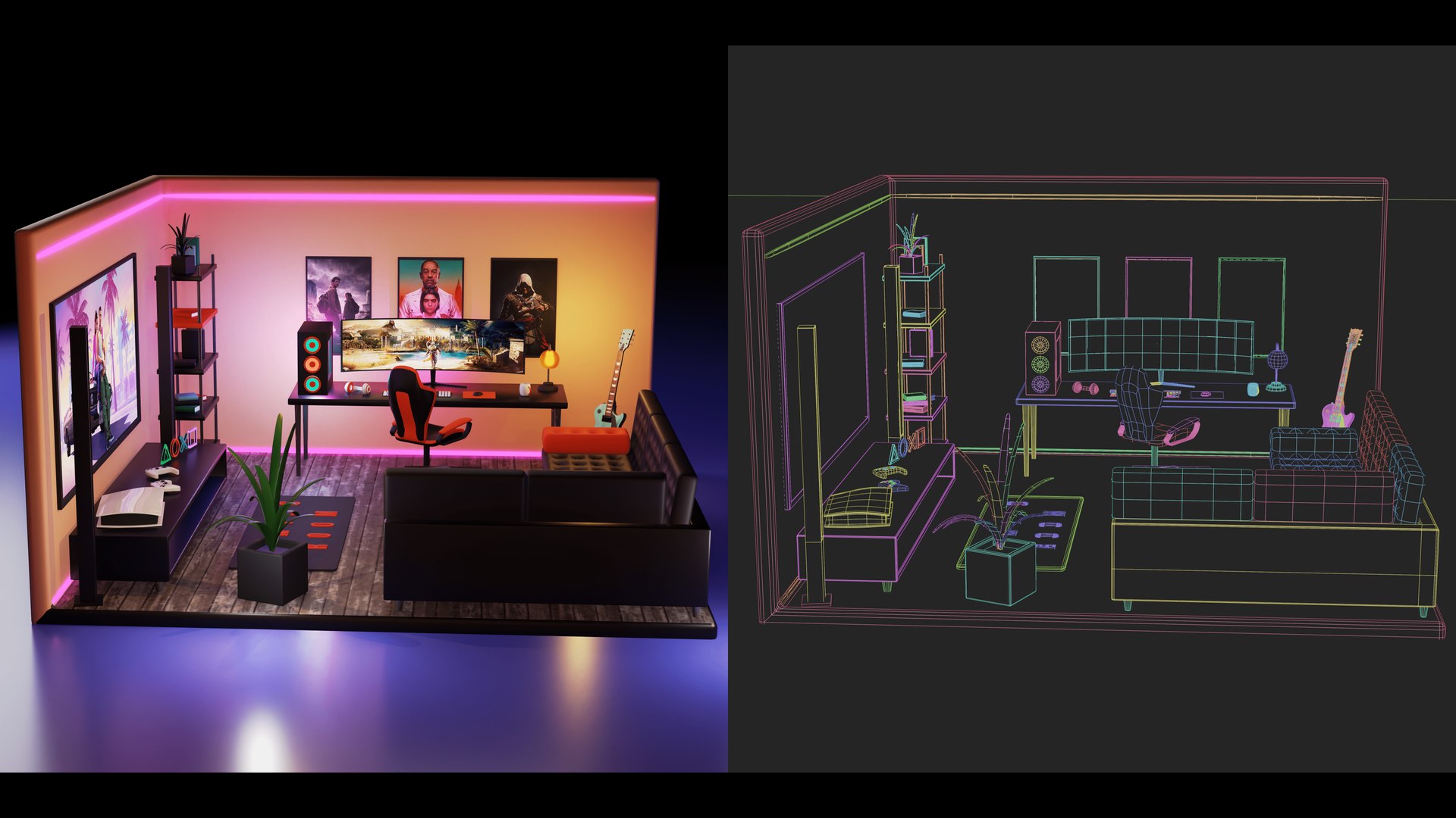 3D Gaming Room Model - TurboSquid 2175797