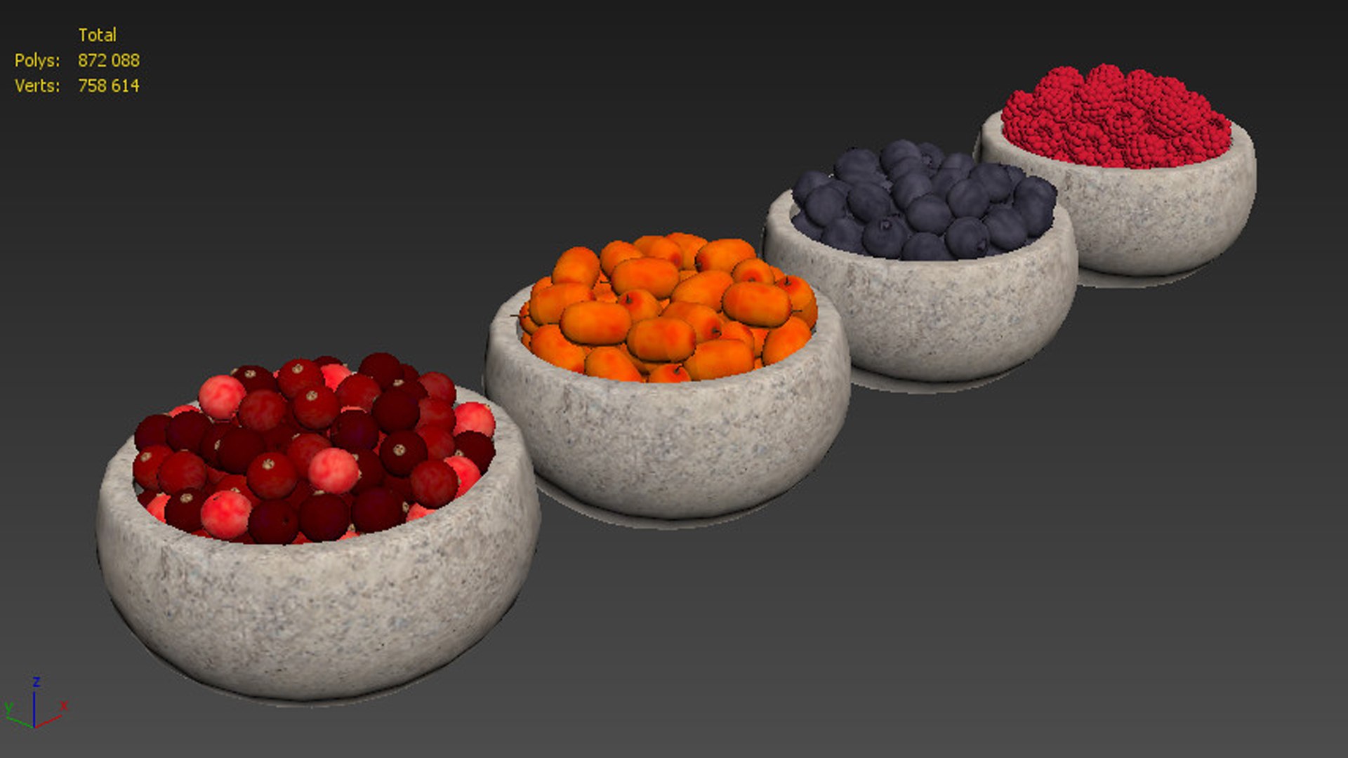 Berry Bowls 3 3D - TurboSquid 2387830