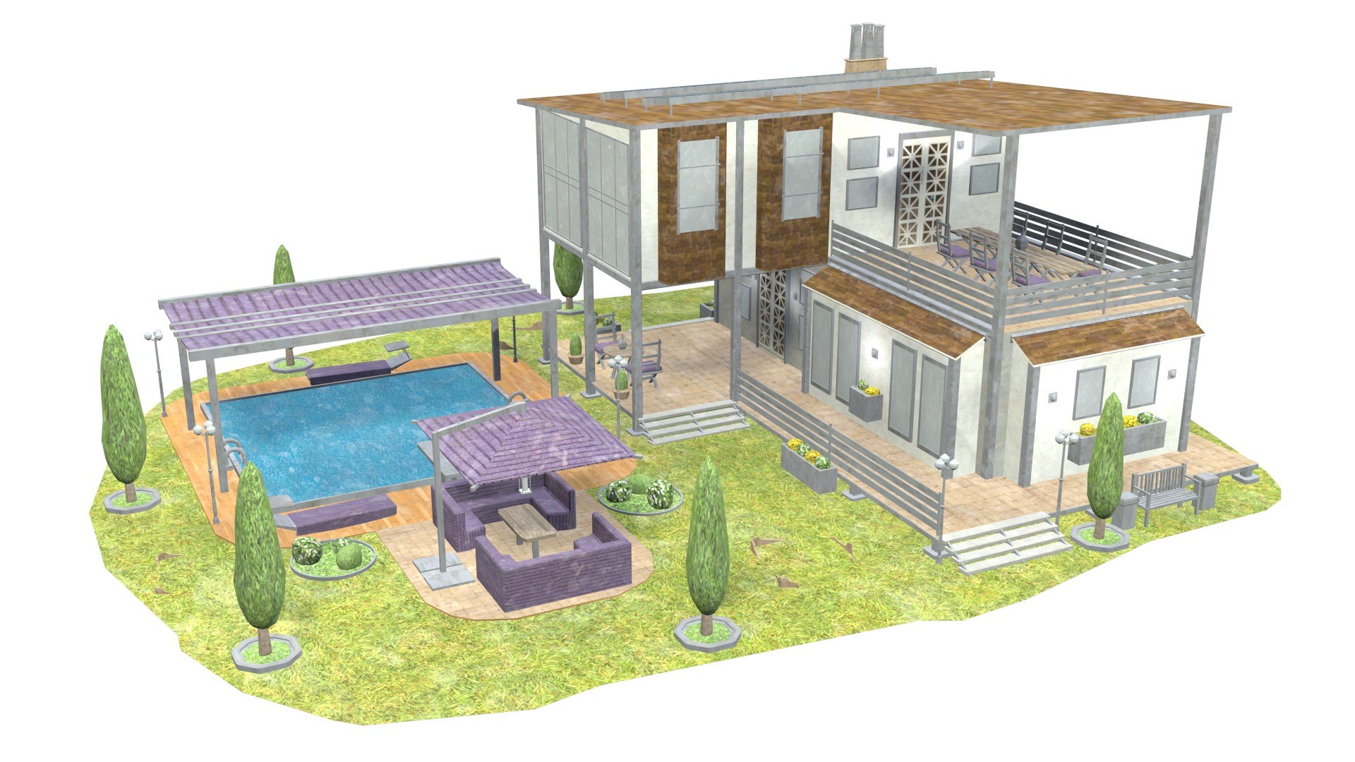 Modern House Collection - Low Poly - Textured 3D Model - TurboSquid 1715696