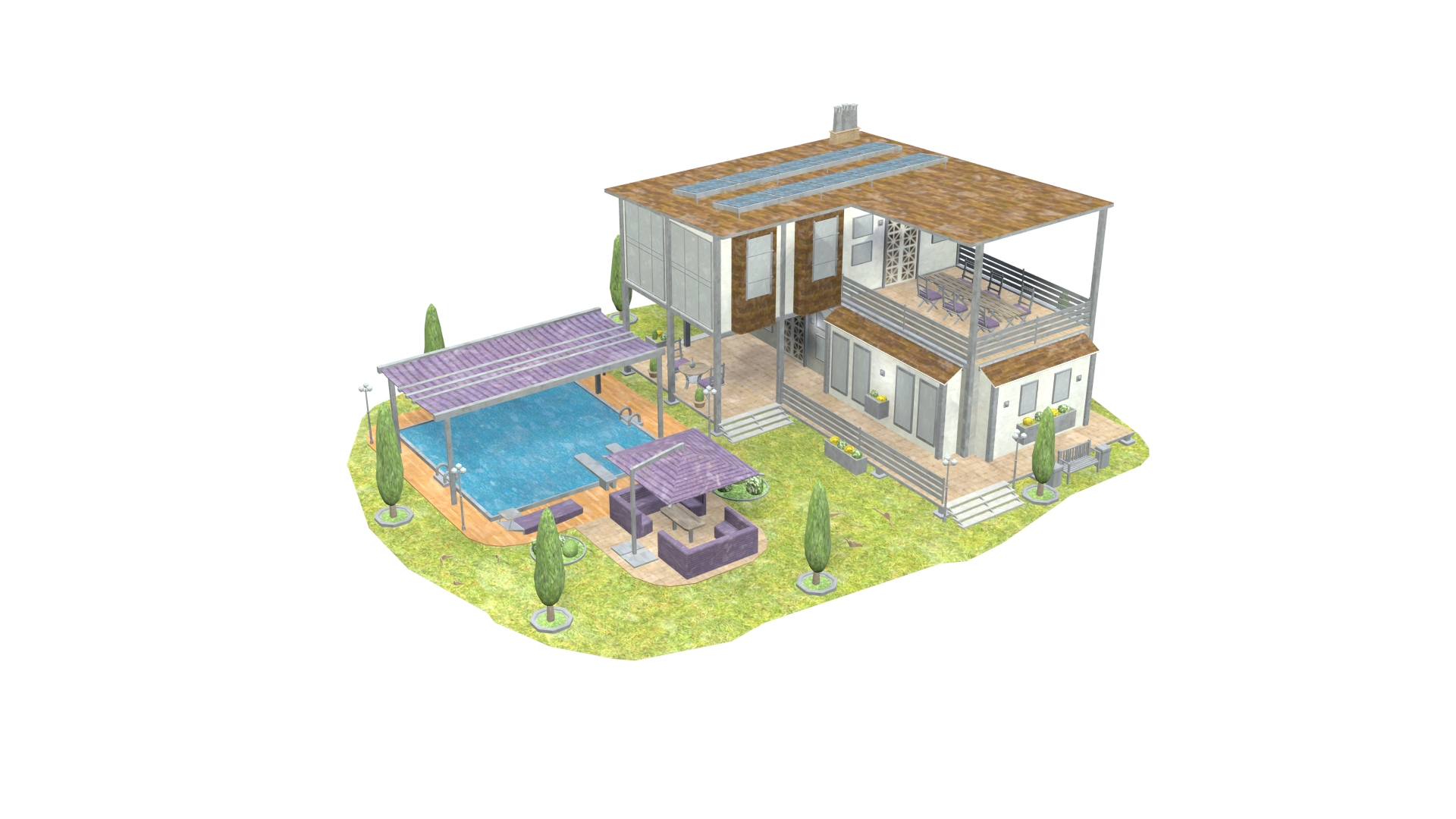 Modern House Collection - Low Poly - Textured 3D Model - TurboSquid 1715696