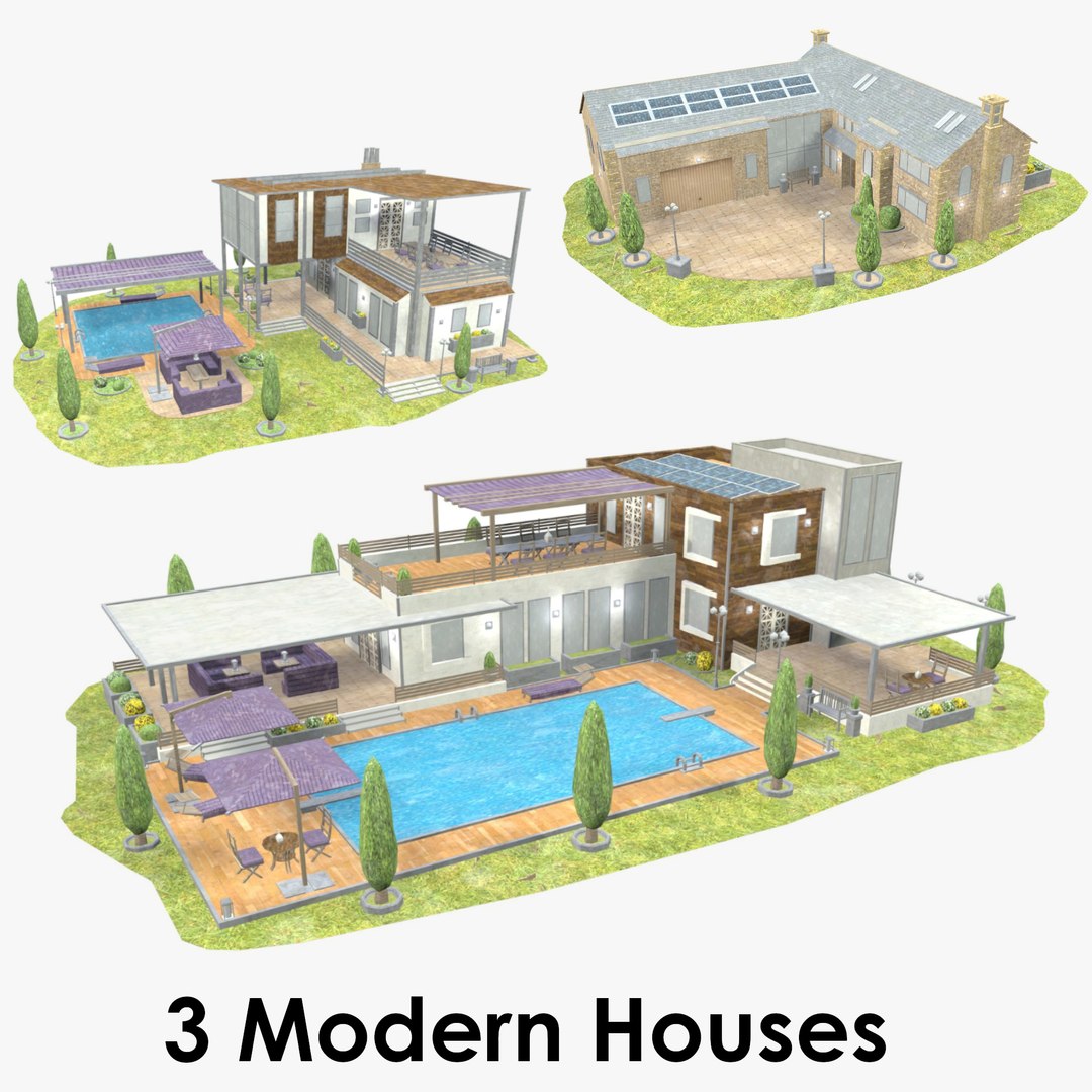 Modern House Collection - Low Poly - Textured 3D Model - TurboSquid 1715696