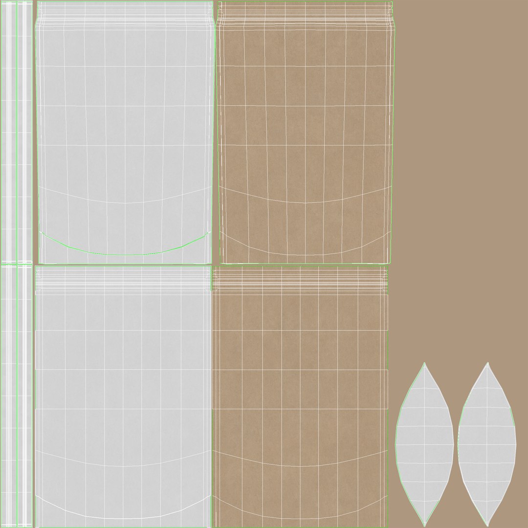 3D model Zipper Kraft Paper Bag with Transparent Front 400 g Mockup ...