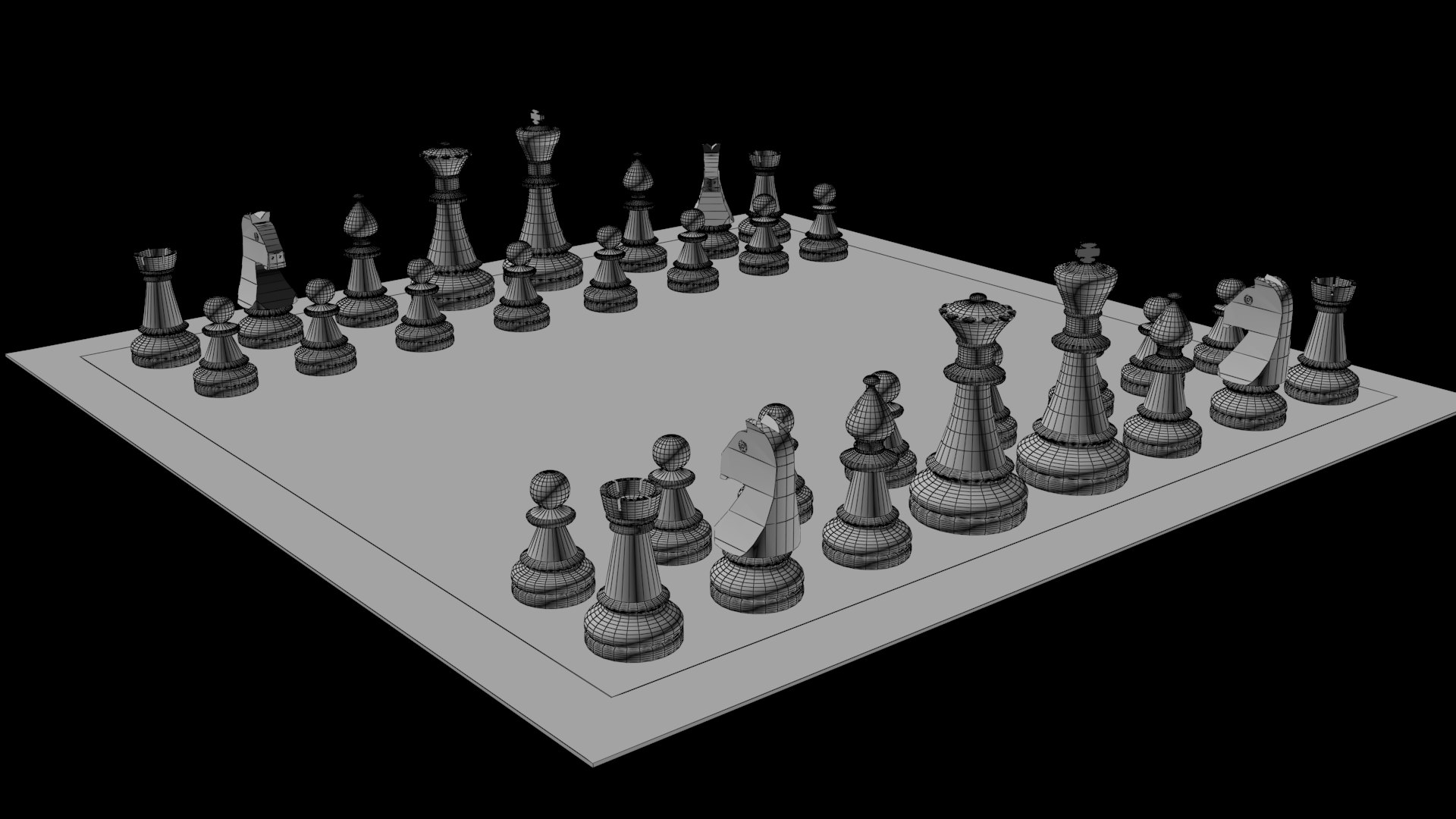 rock chess set 3d model