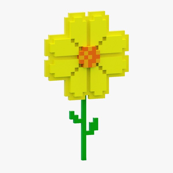 3D Voxel Yellow Flower model - TurboSquid 1976602
