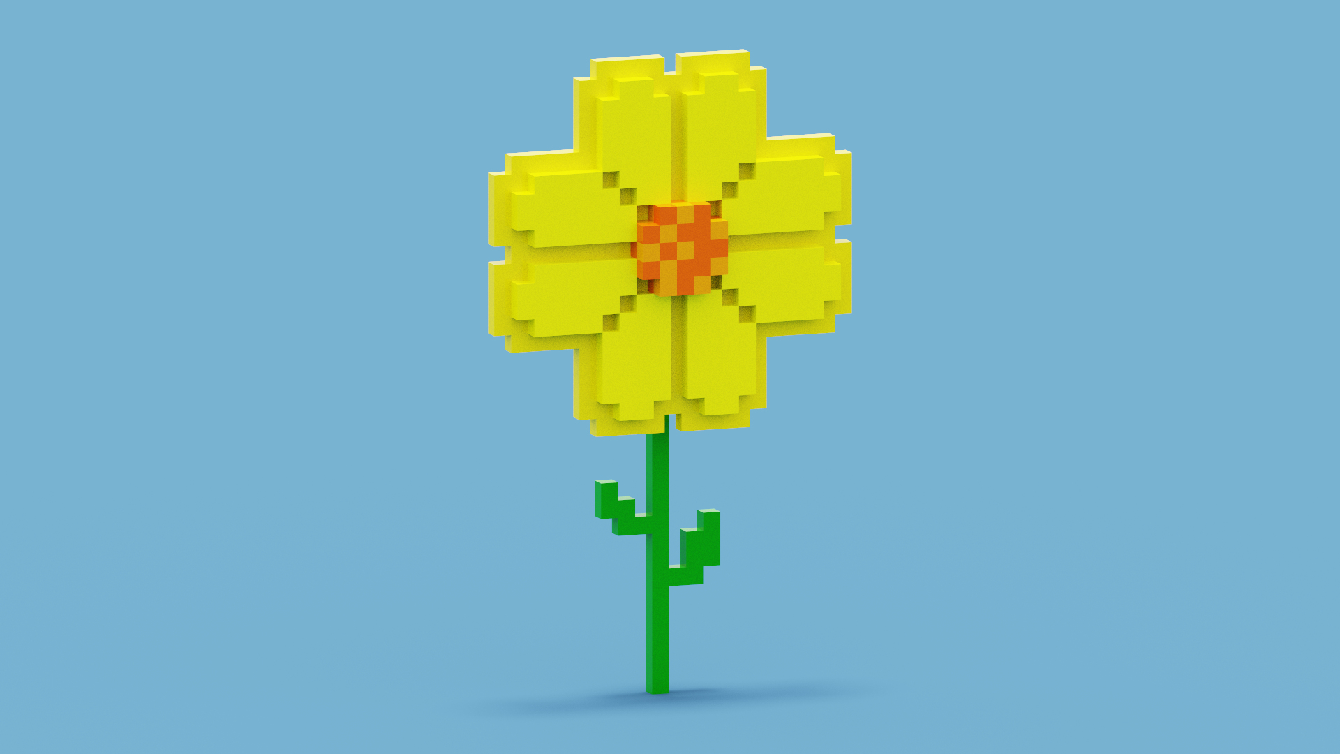 3D Voxel Yellow Flower Model - TurboSquid 1976602