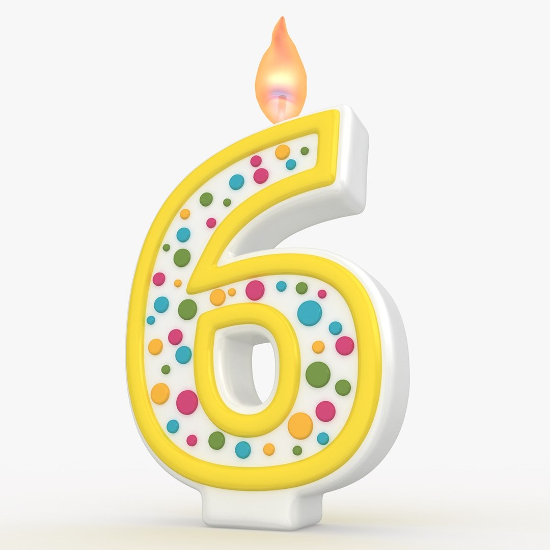 Realistic Number Candle 6 3d Model