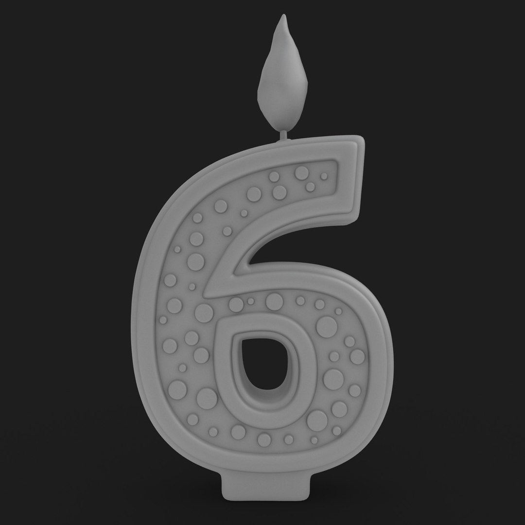 Realistic Number Candle 6 3d Model