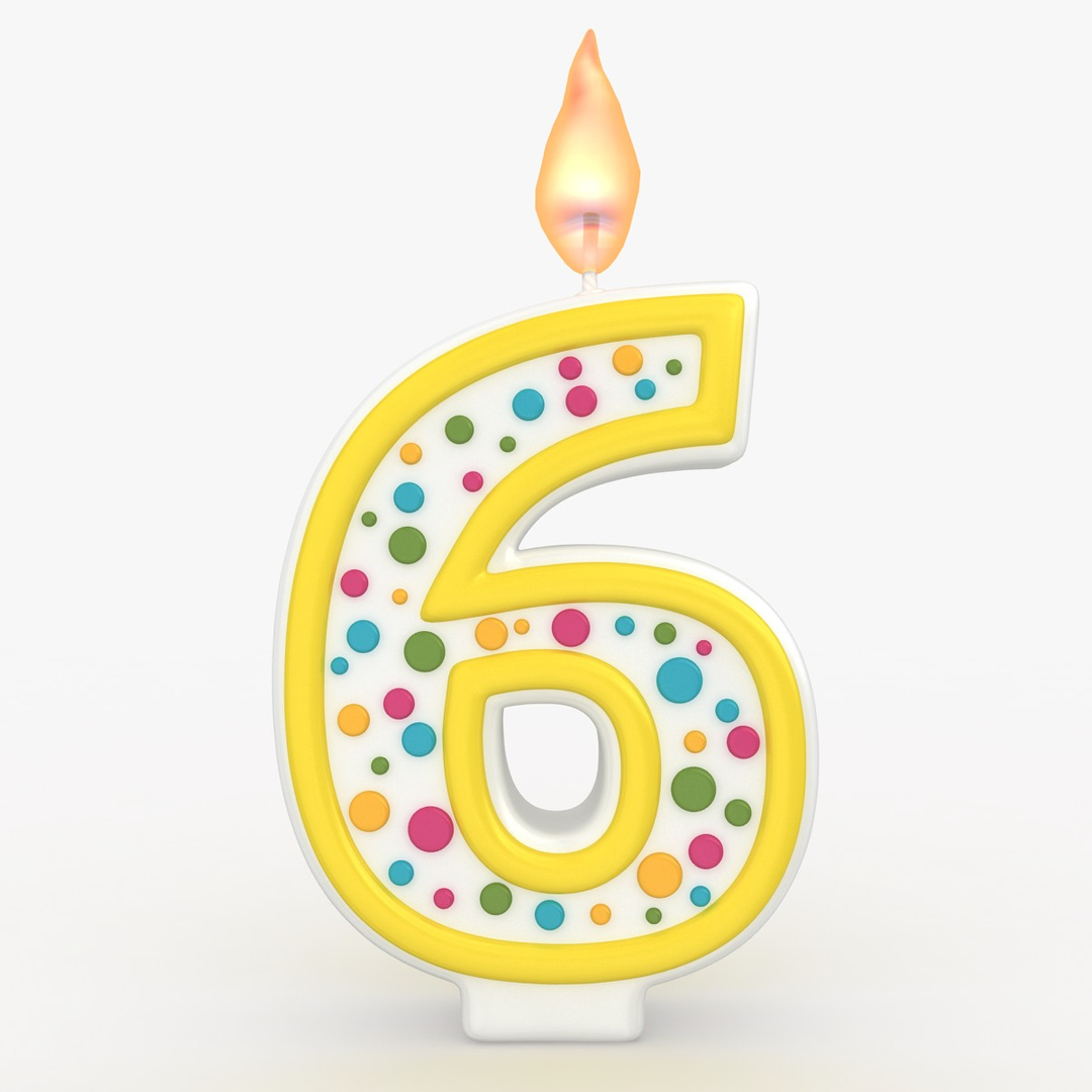 Realistic Number Candle 6 3d Model