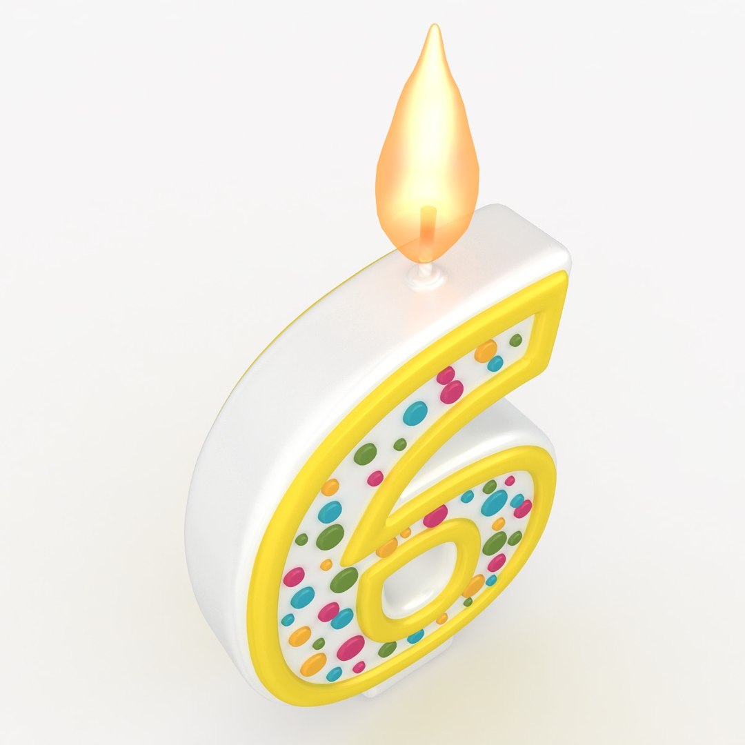 Realistic Number Candle 6 3d Model