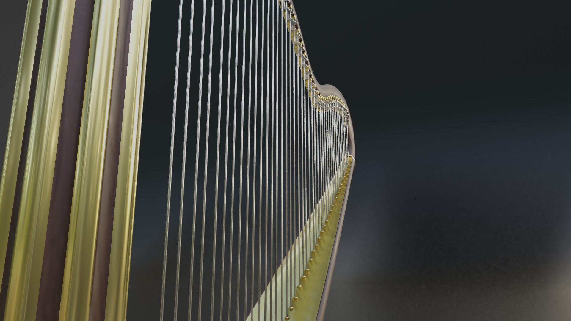 3D Gold Grand Harp Model - TurboSquid 1945038