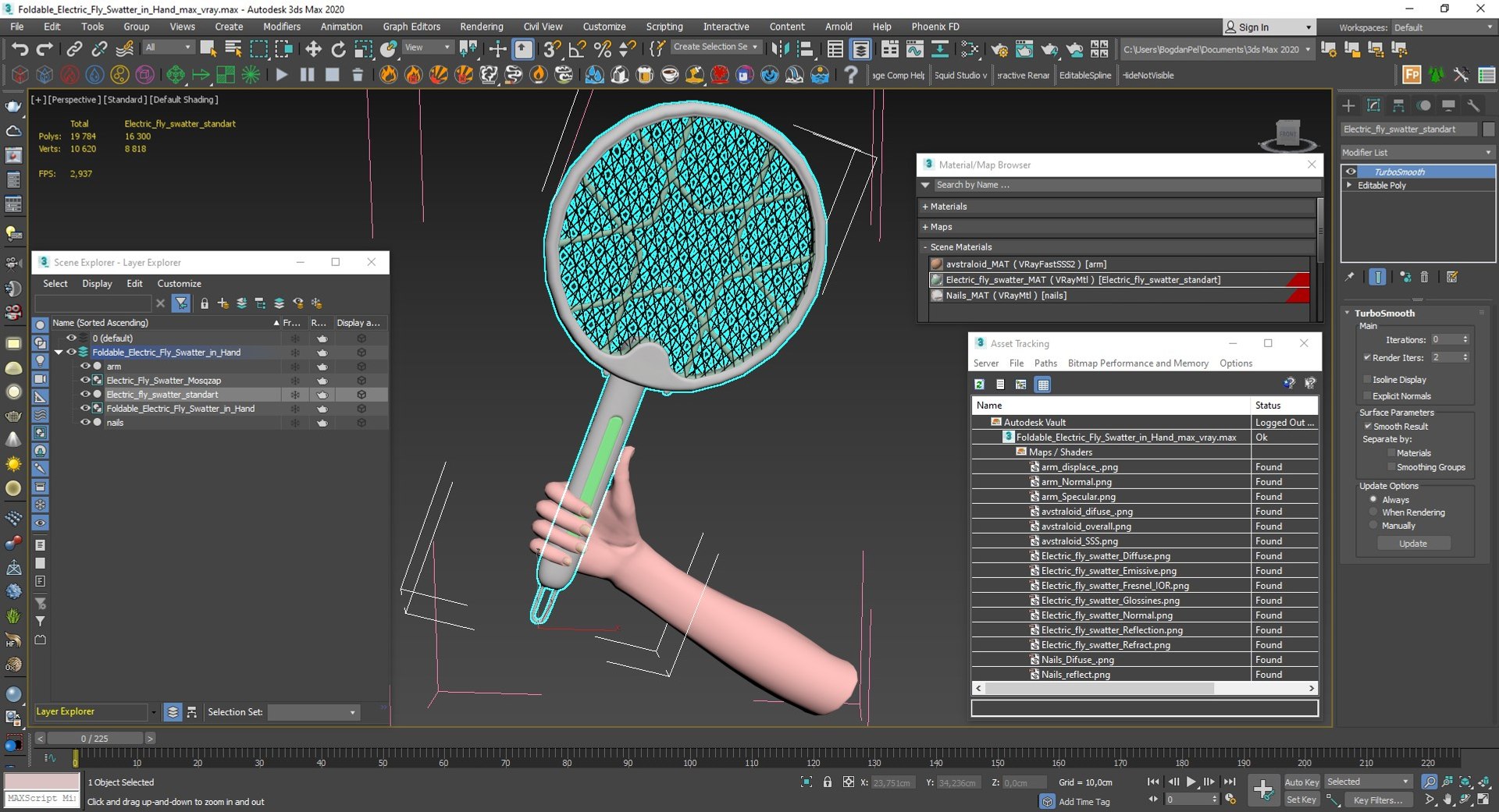 Foldable Electric Fly Swatter In Hand Model - TurboSquid 2384596