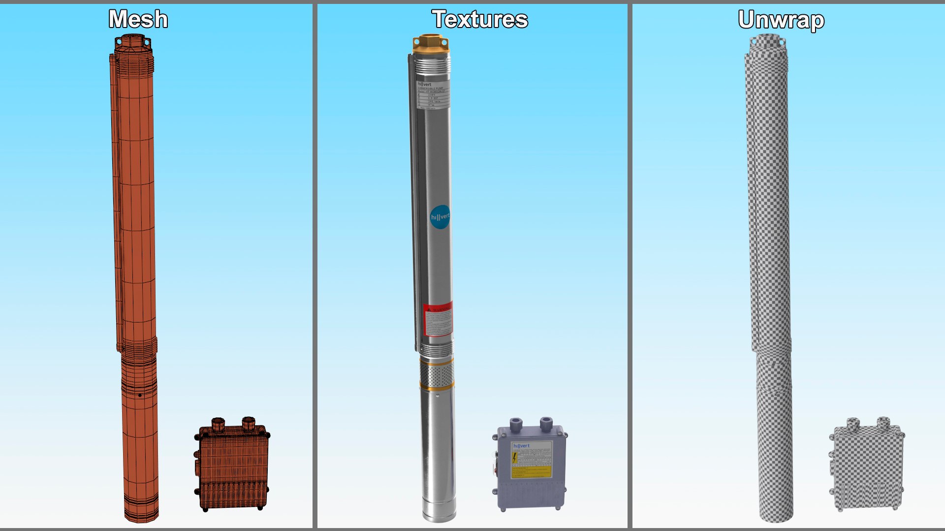 3D Stainless Steel Submersible Electric Water Pump Model - TurboSquid ...