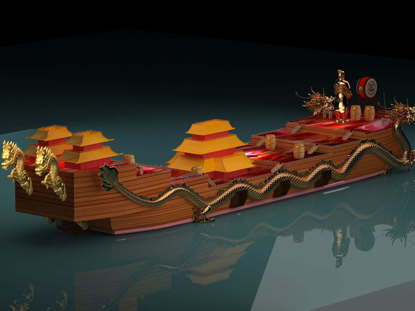 Chinese Dragon Boat 3D Model - TurboSquid 2234133