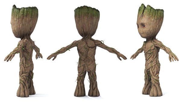 modelo 3d Personaje del Pequeño Groot de Marvel preparado para Maya - TurboSquid 2280776
