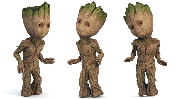 modelo 3d Personaje del Pequeño Groot de Marvel preparado para Maya - TurboSquid 2280776